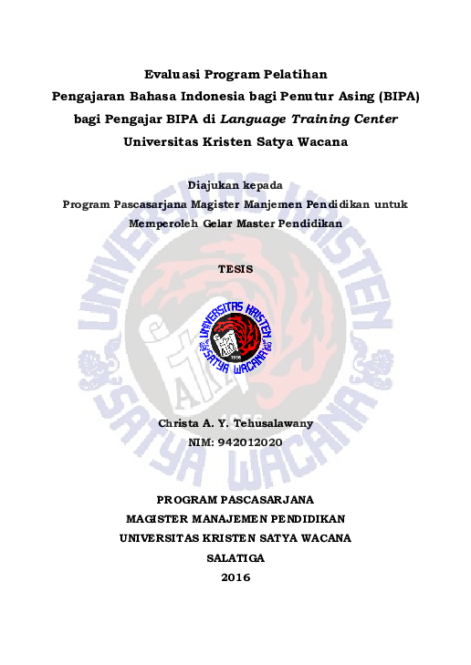 (PDF) Evaluasi Program Pelatihan Pengajaran Bahasa Indonesia bagi Penutur Asing (BIPA) bagi ...