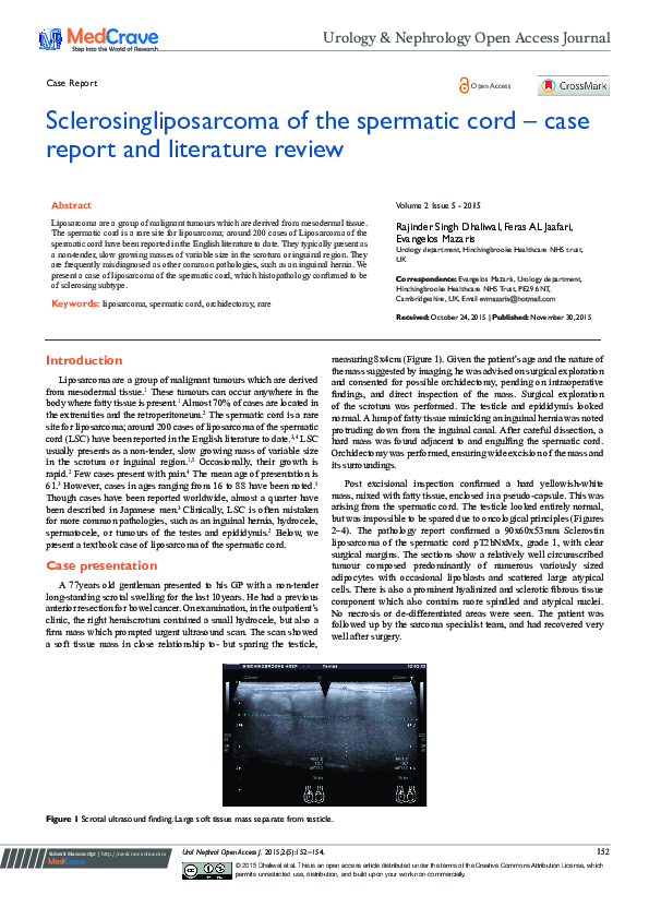 Pdf Sclerosingliposarcoma Of The Spermatic Cord Case Report And