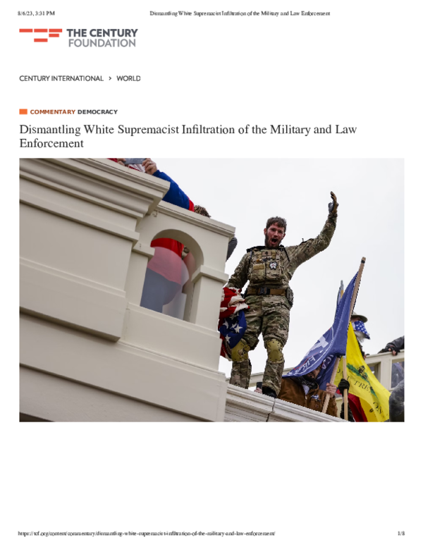 (PDF) “Dismantling White Supremacist Infiltration of the Military and ...