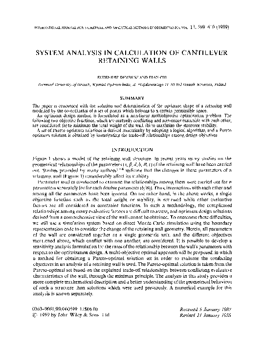 (PDF) System analysis in calculation of cantilever retaining walls