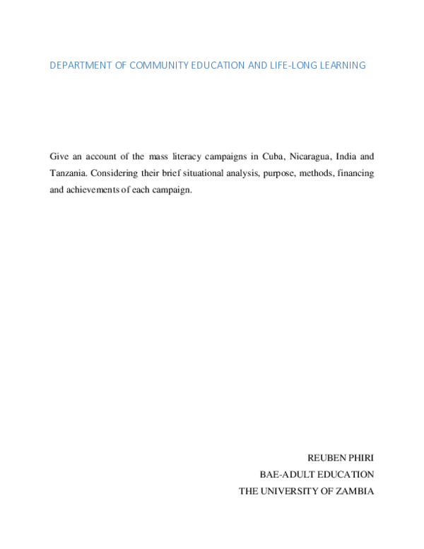 (PDF) MASS LITERACY CAMPAIGNS