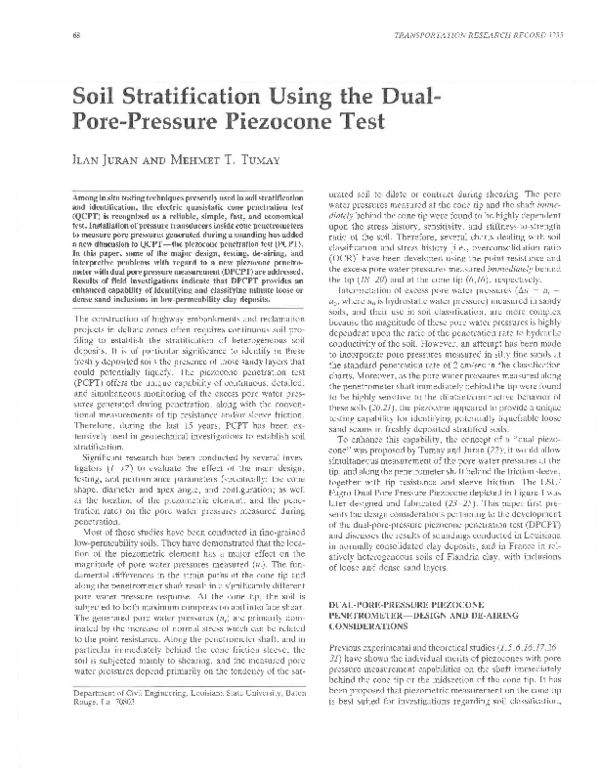 (PDF) Soil stratification using the dual-pore-pressure piezocone test