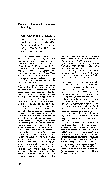 (PDF) Drama Techniques in Language Learning: A Resource Book of ...