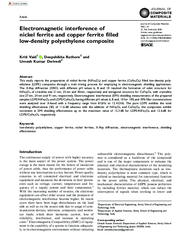 (PDF) Electromagnetic interference of nickel ferrite and copper ferrite ...
