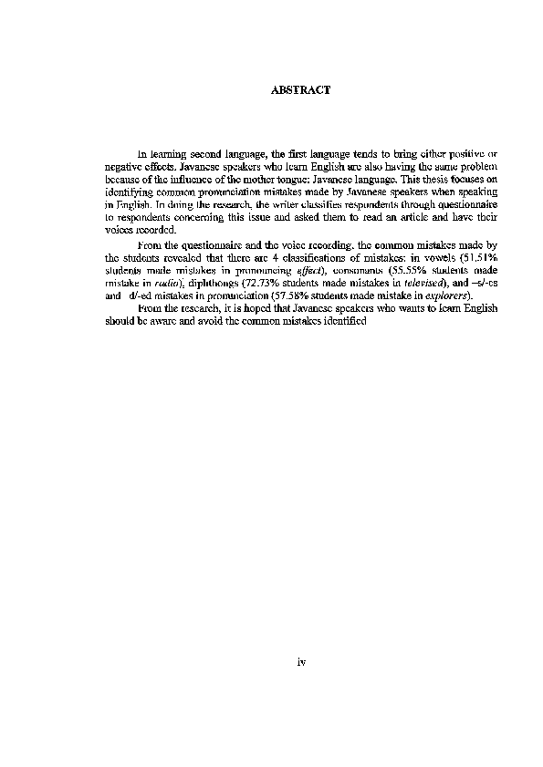 (PDF) Common Mistakes in English Pronunciation Among Javanese Speakers : A Case Study of Second ...