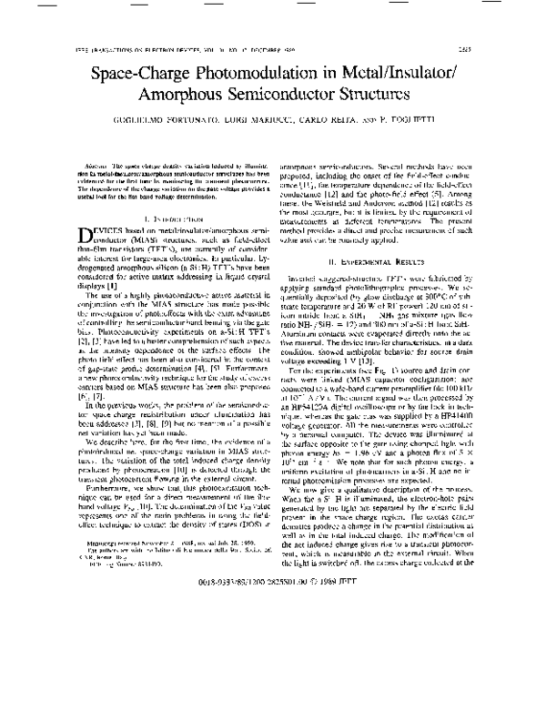 (PDF) Space-charge photomodulation in metal/insulator/amorphous semiconductor structures (TFTs)