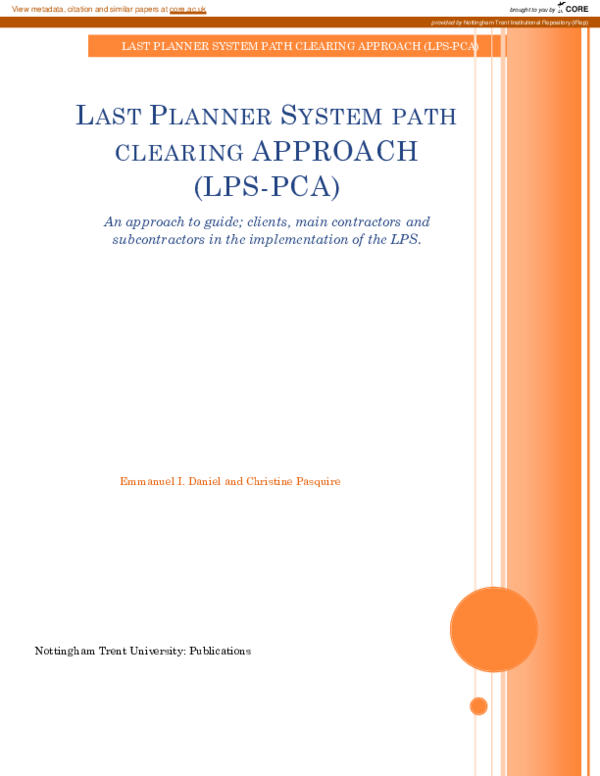 (PDF) Last Planner System Path Clearing Approach (LPS-PCA): an approach ...