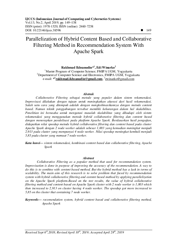 (PDF) Parallelization of Hybrid Content Based and Collaborative ...