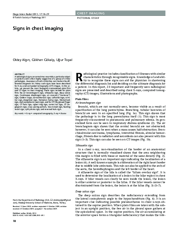 (PDF) Signs in chest imaging: a pictorial review