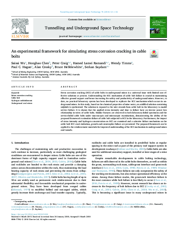 (PDF) An experimental framework for simulating stress corrosion cracking in cable bolts