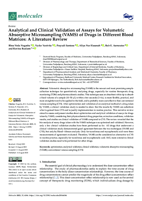 (PDF) Analytical and Clinical Validation of Assays for Volumetric Absorptive Microsampling (VAMS ...
