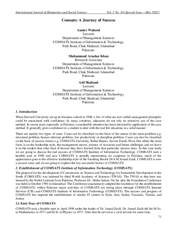 (PDF) Comsats: A Journey of Success