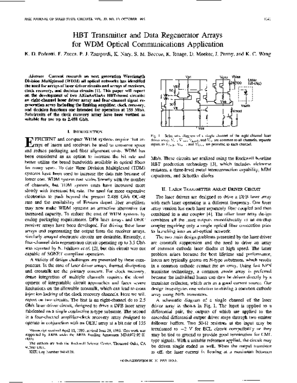 (PDF) HBT transmitter and data regenerator arrays for WDM optical ...