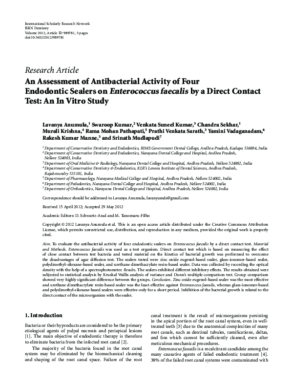 (PDF) An Assessment of Antibacterial Activity of Four Endodontic ...