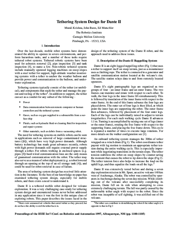(PDF) Tethering system design for Dante II