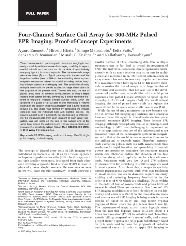 (PDF) Four-channel surface coil array for 300-MHz pulsed EPR imaging ...