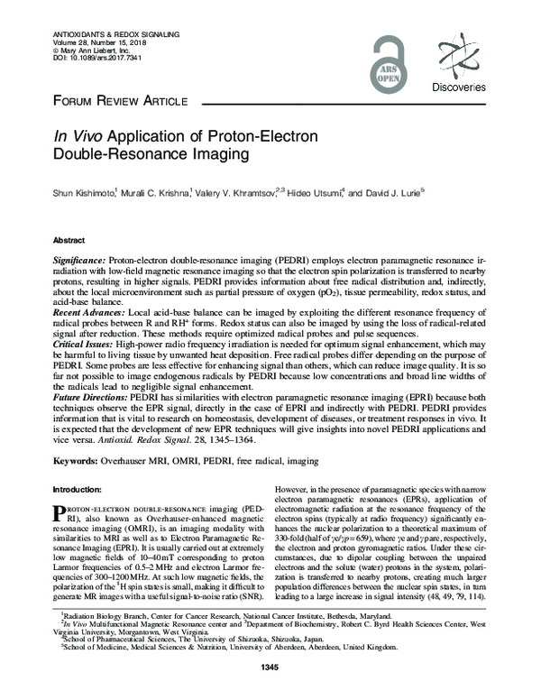 (PDF) In Vivo Application of Proton-Electron Double-Resonance Imaging