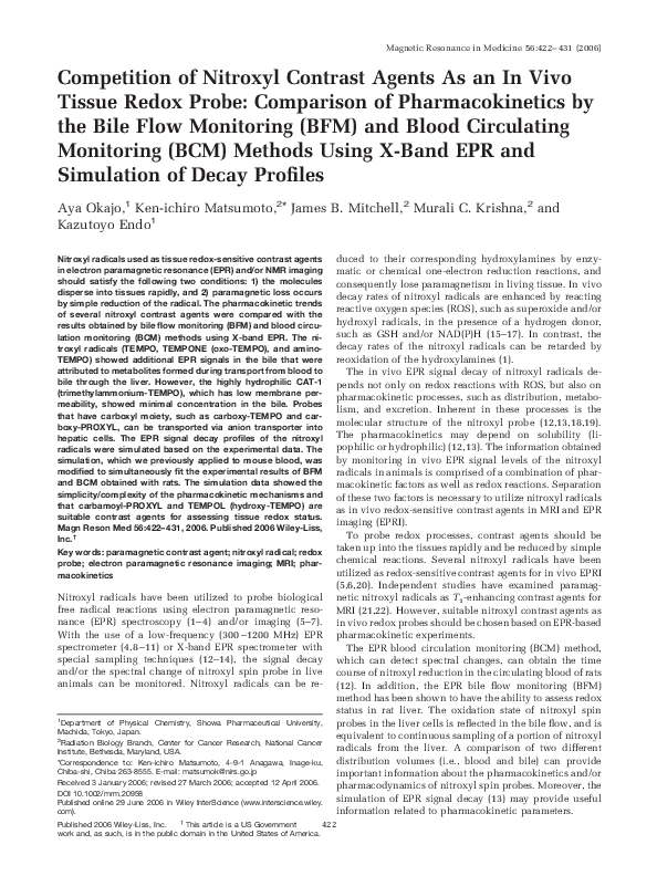 (PDF) Competition of nitroxyl contrast agents as an in vivo tissue ...