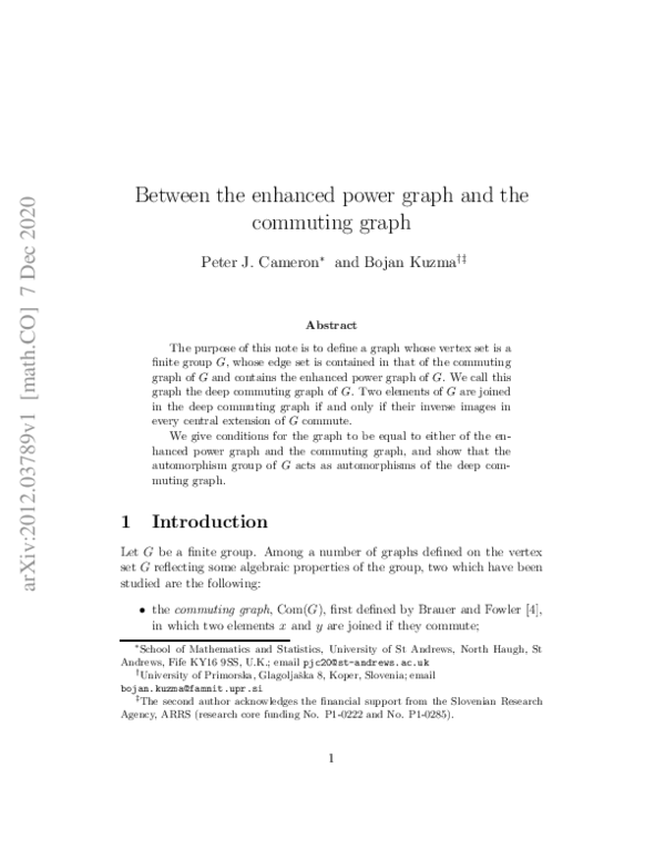 (PDF) Between the enhanced power graph and the commuting graph