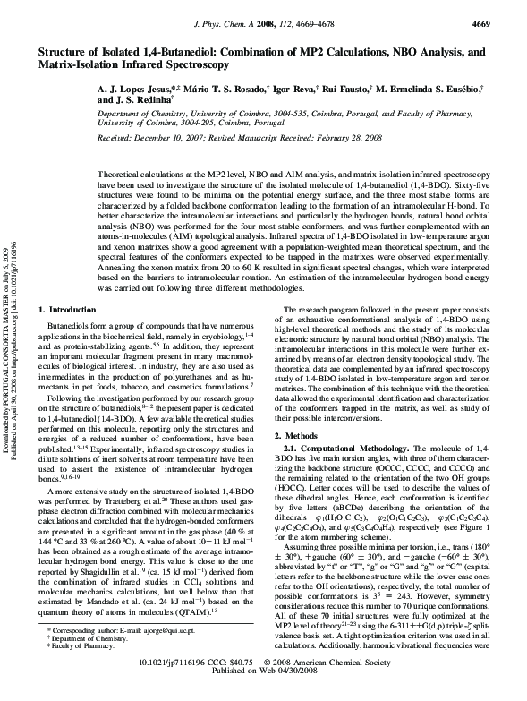 (PDF) Structure of Isolated 1,4-Butanediol: Combination of MP2 ...