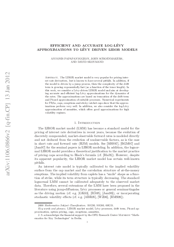 (PDF) Efficient and accurate log-Lévy approximations of Lévy-driven LIBOR models
