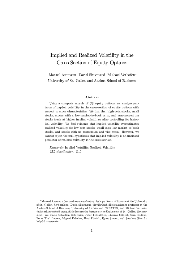 (PDF) Implied and Realized Volatility in the Cross-Section of Equity ...