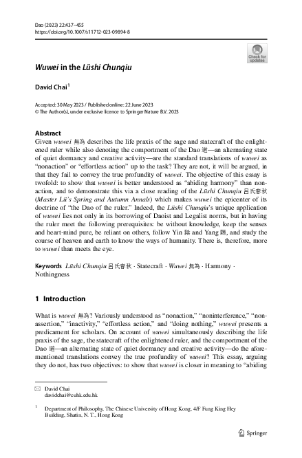 (PDF) Wuwei in the Lüshi Chunqiu