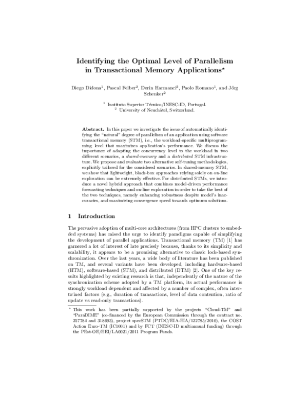 (PDF) Identifying the optimal level of parallelism in transactional ... (PDF) Identifying the optimal level of parallelism in transactional ...