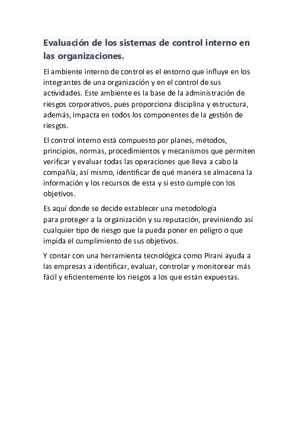 (DOC) Evaluacion de los sistemas de control interno en las organizaciones
