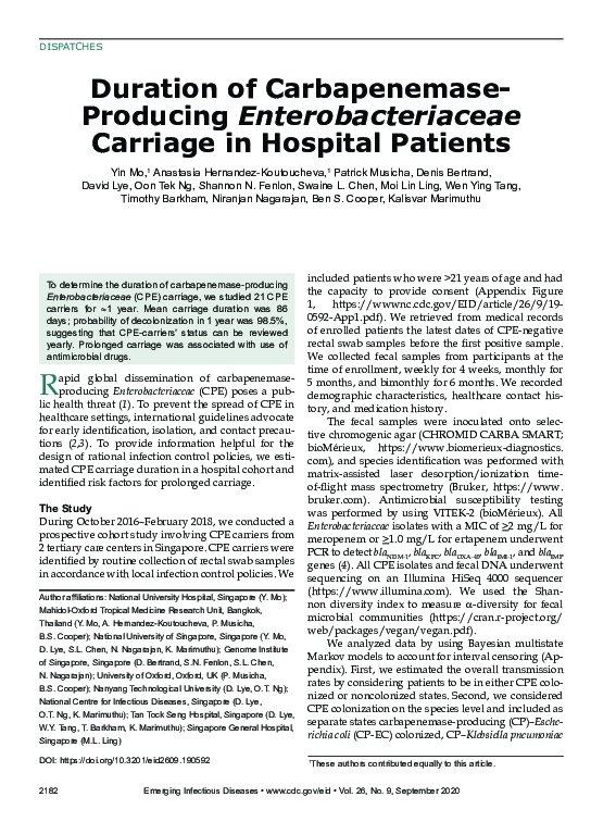 (PDF) Duration of Carbapenemase-Producing Enterobacteriaceae Carriage ...