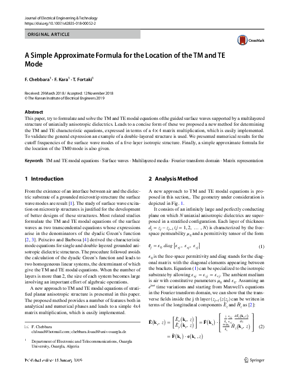 (PDF) A Simple Approximate Formula for the Location of the TM and TE Mode