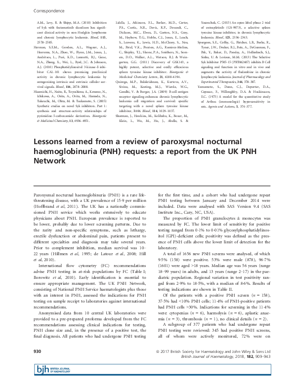 (PDF) Lessons learned from a review of paroxysmal nocturnal ...