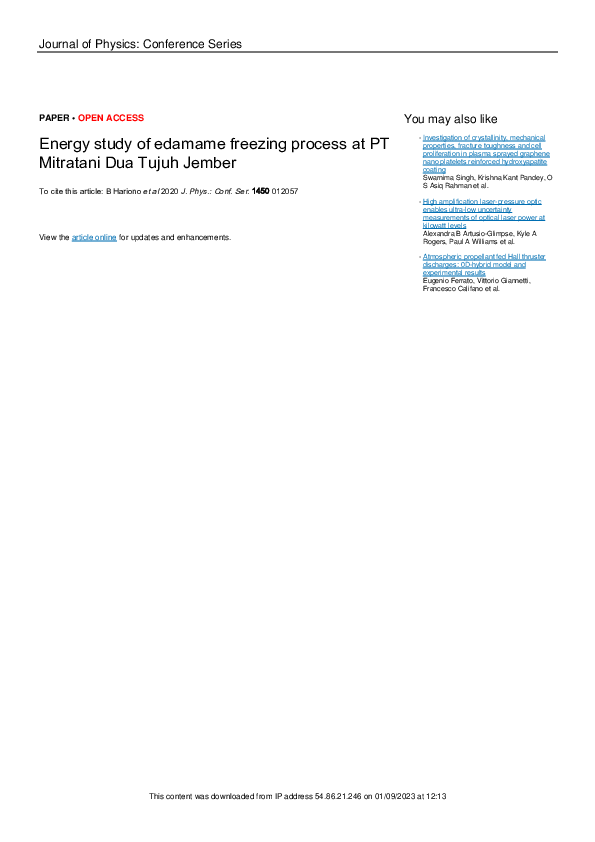 (PDF) Energy study of edamame freezing process at PT Mitratani Dua ...