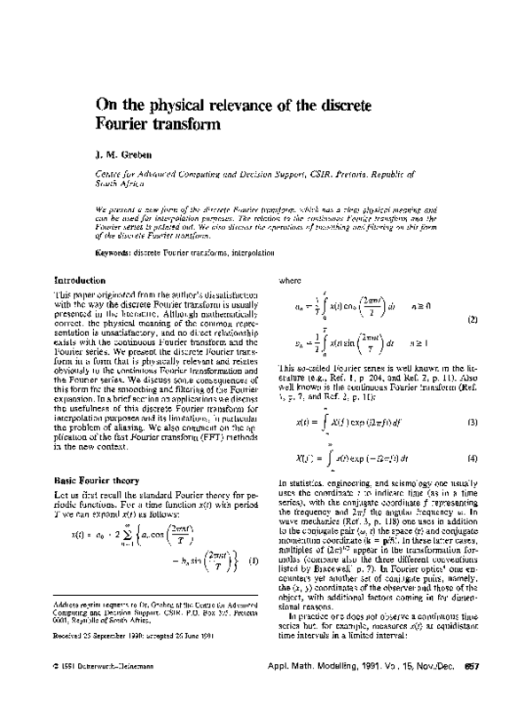 (PDF) On the physical relevance of the discrete Fourier transform