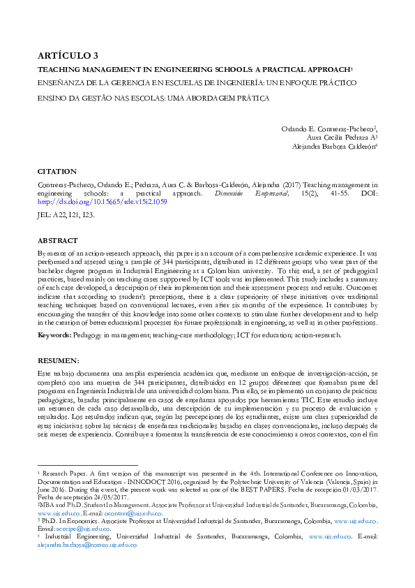 (PDF) Teaching management in engineering schools: a practical approach