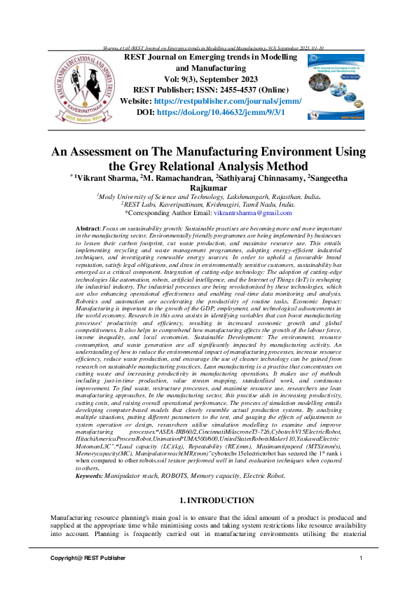 (PDF) An Assessment on The Manufacturing Environment Using the Grey ...