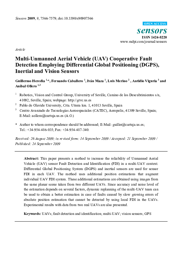 (PDF) Multi-Unmanned Aerial Vehicle (UAV) Cooperative Fault Detection Employing Differential ...