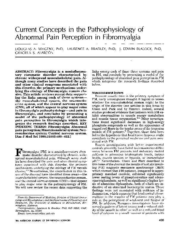 (PDF) Current Concepts in the Pathophysiology of Abnormal Pain ...
