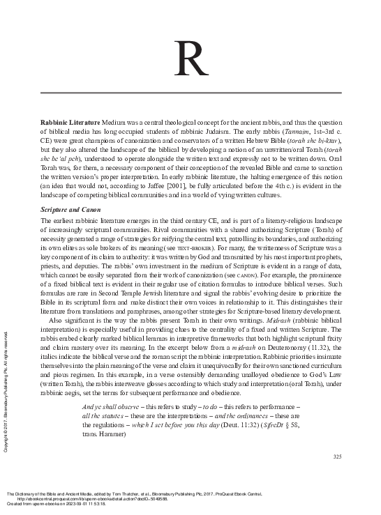 (PDF) Rabbinic Literature and Ancient Media