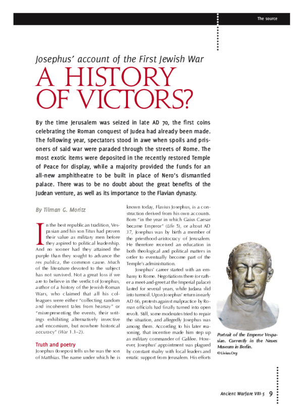 (PDF) A History of Victors? Josephus’ Account on the First Jewish War