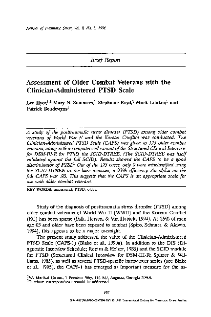 (PDF) Assessment of older combat veterans with the Clinician ...