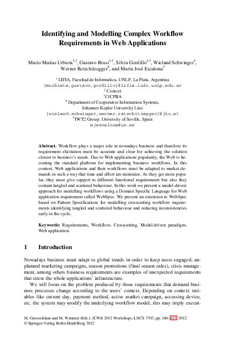 (PDF) Identifying and Modelling Complex Workflow Requirements in Web Applications