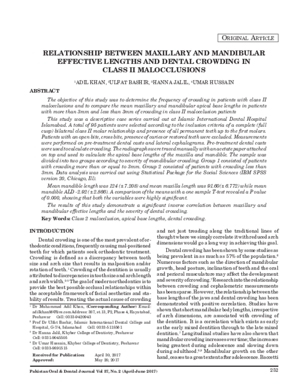 (PDF) Relationship Between Maxillary and Mandibular Effective Lengths ...
