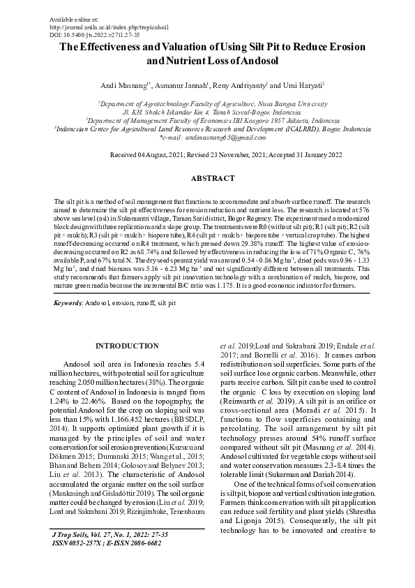(PDF) The Effectiveness and Valuation of Using Silt Pit to Reduce ...