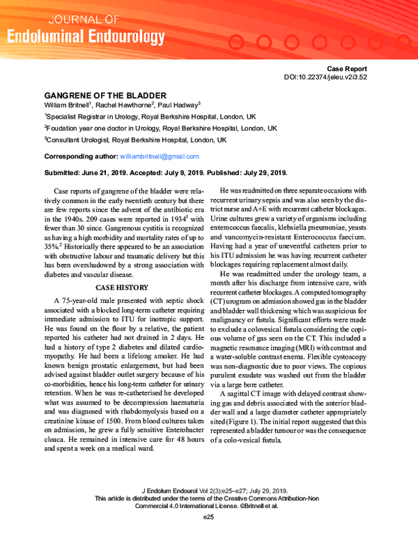 (PDF) Gangrene of bladder