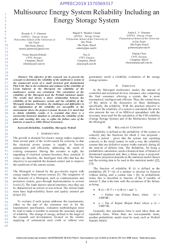 (PDF) Multisource Energy System Reliability Including an Energy Storage ...