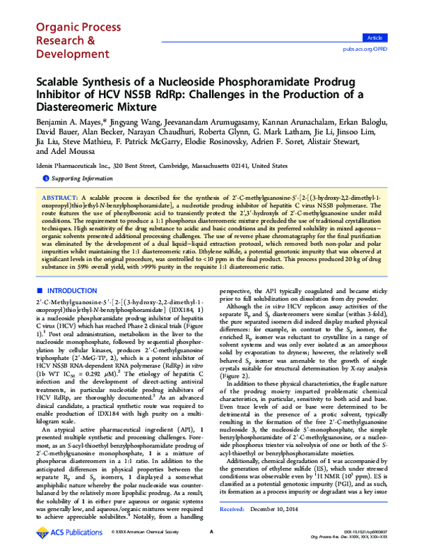 (PDF) Scalable Synthesis of a Nucleoside Phosphoramidate Prodrug Inhibitor of HCV NS5B RdRp ...