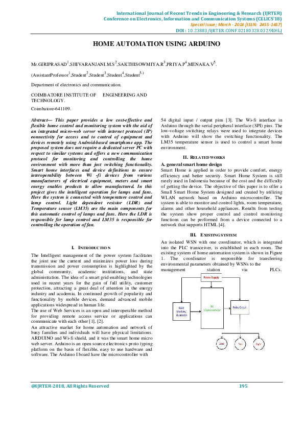 (PDF) Home Automation Using Arduino