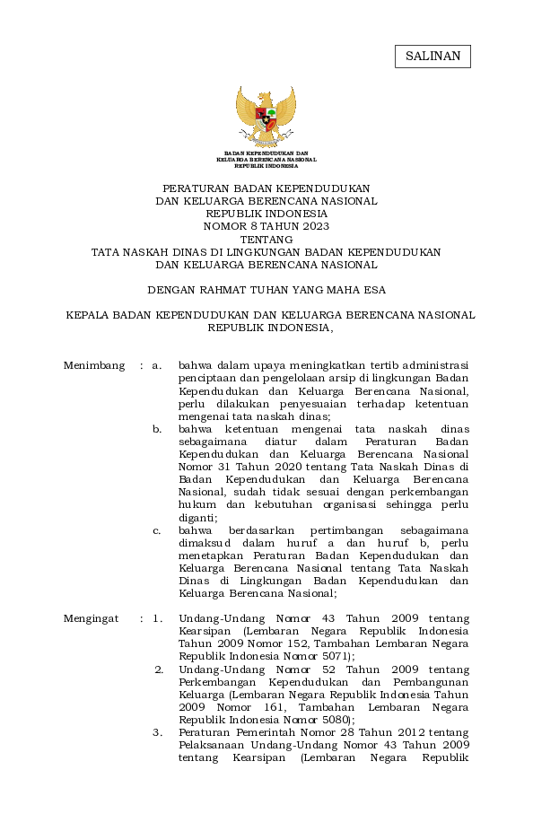 (PDF) TATA NASKAH DINAS DI LINGKUNGAN BKKBN