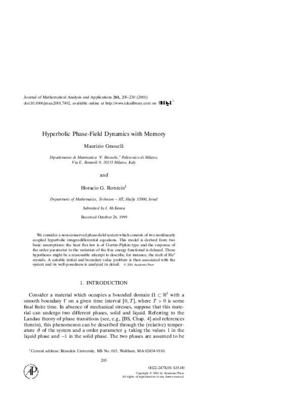 (PDF) Hyperbolic phase-field dynamics with memory